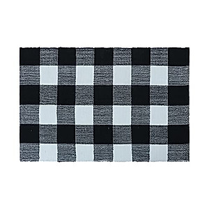 SISOSU Woven Buffalo Plaid Area Rug - Carpets for Living Room, Bedroom, Dining Room, Home Décor - Luxurious Handcrafted Traditional Rug - PET-Yarn - Modern Rugs- 2’ x 3’- Black & White
