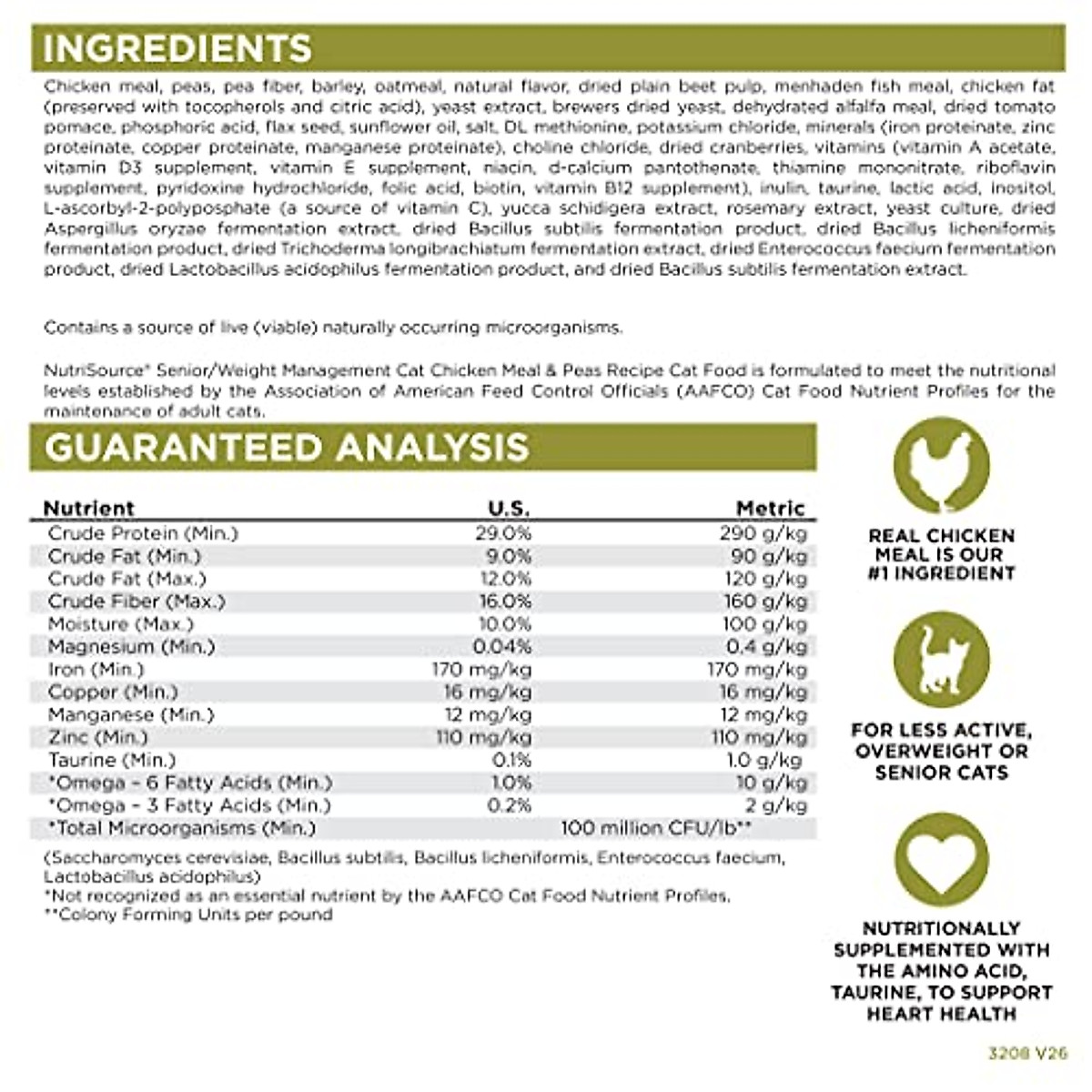 NutriSource Senior Cat Food, Made with Chicken and Rice, Weight Management Blend, with Wholesome Grains, 6.6LB, Dry Cat Food