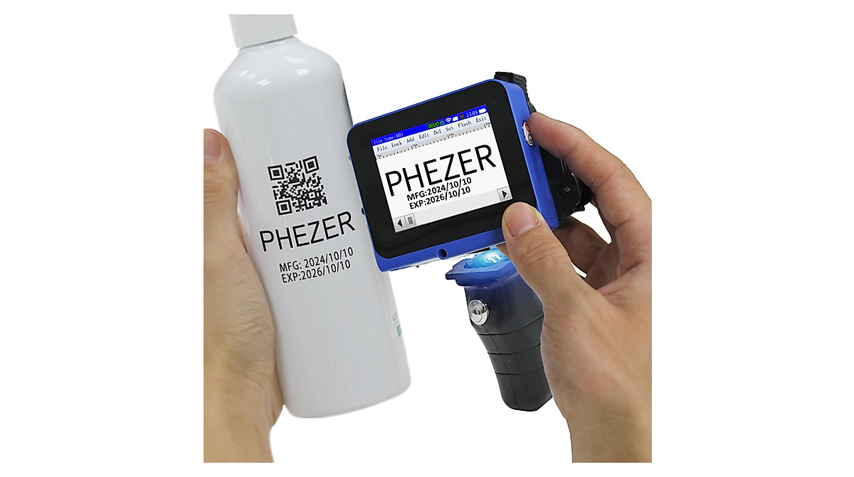 Phezer Mini Handheld Inkjet Printer – Portable Label & Barcode Printer