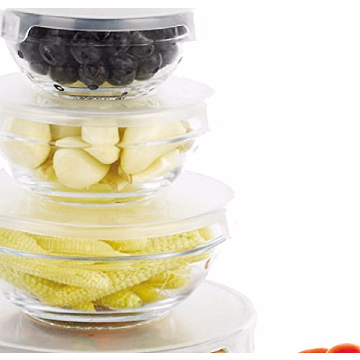 Home Basics Clear Glass Food Storage Containers with Plastic Lids (Clear Lids)