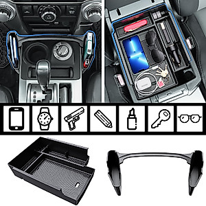 DIAMOOKY Upgraded 2PCS Center Console Organizer Compatible with Toyota 4Runner 2024 2023 2022 2021 2020 2019-2010 Gear Shift Organizer Tray Armrest Storage Box 5th Gen 4 Runner Interior Accessories