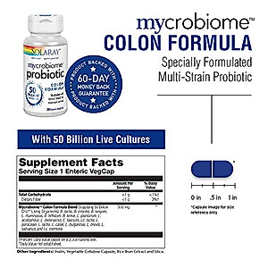 SOLARAY Mycrobiome Probiotic Colon Formula | Formulated to Support Healthy Intestinal & Colon Function, Immunity & More | 50 Billion CFU | 30 VegCaps