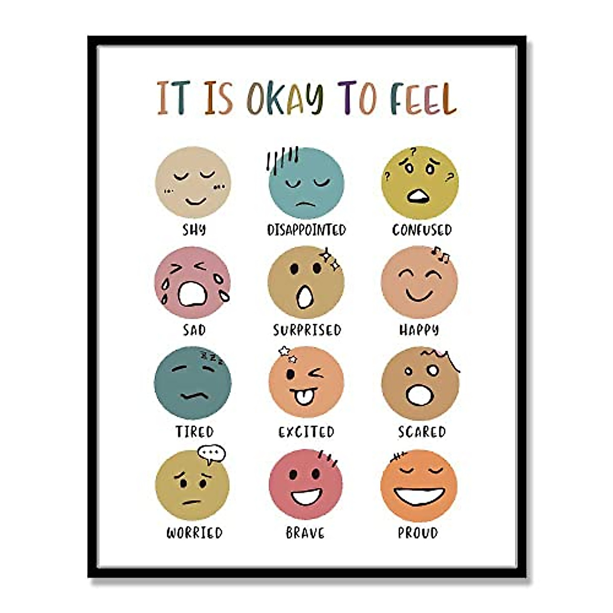 It Is Okay To Feel, Boho Classroom Decor, Mental Health, Playroom Decor, Child Art, Back To School, Teacher Gifts, Classroom Decor, Classroom Wall Decor, No Framed (8X10 INCH)
