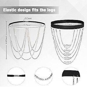 2 Pieces Leg Chains Thigh Chain Crystal Thigh Jewelry for Women Rhinestone Sliver Thigh Chain Layered Body Chain Beach Body Chains Girls Rave Party (Simple Style)