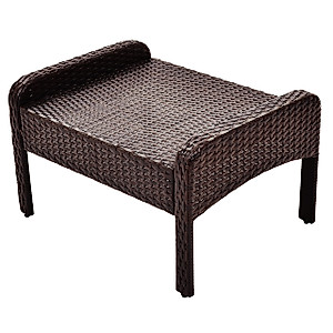 EMKK Furniture 6 pcs Outdoor Patio Sectional Couch PE Wicker Rattan Sofas Set Dining Table with Removable Cushions and Tempered Glass Tea for Backyard, Poolside, Deck, Brown, E-Blue