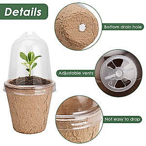 Peat Pots 10pcs Biodegradable Planter Nursery Pots Recycled Pulp Seed Starting Pots Round and Square Nursery Cups Increase Survival Rate Plant Starter Kits for Seed Starting with Humidity Domes