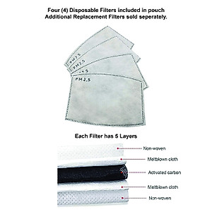 Snoozies 3-Layer Washable Face Mask w Filters & Nose Bridge - Orange/Red Bandana