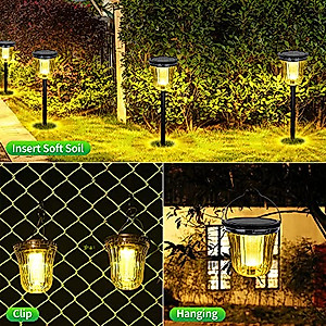 Zisnkdas 200 Lumens Solar Pathway Lights,4 Pack Landscape Path Lights Waterproof, IP65 Warm/White Solar Driveway Lights,Long Lasting LED Solar Walkway Light for Garden,Lawn,Path,Patio