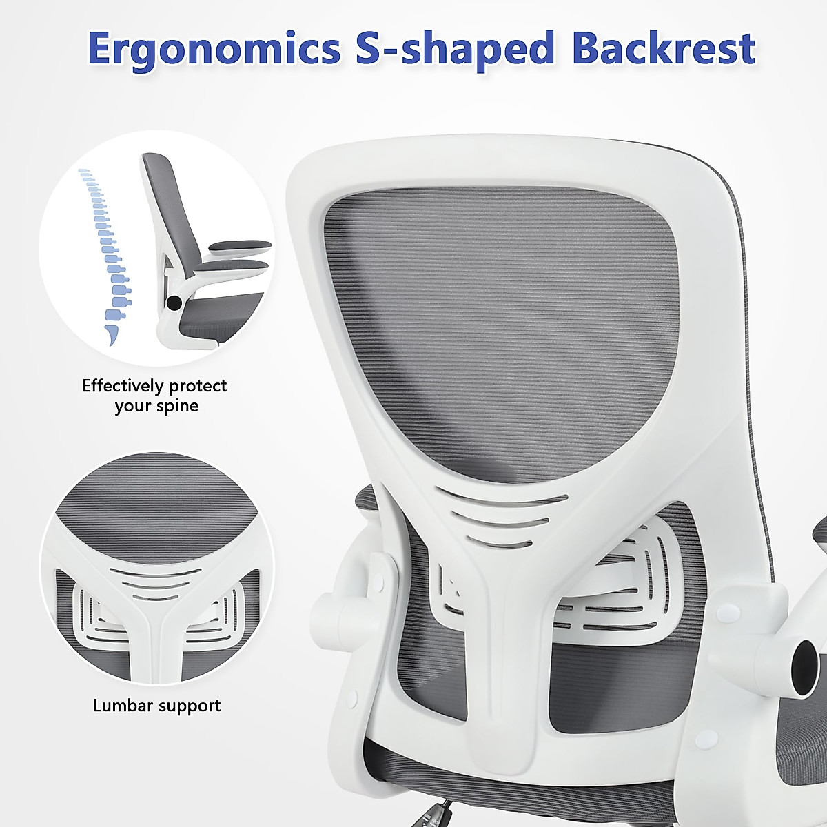 400lb Big and Tall Office Chair for Heavy People, Heavy Duty Ergonomic Mesh Chair Computer Executive Desk Chair with Wide Thick Seat, Adjustable Height and Armrests, Black