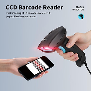 JIAN BOLAND Barcode Scanner USB 1D Wired CCD Barcode Reader Supports Screen Scan Bar Code Scanners for Store, Supermarket, Warehouse-U1