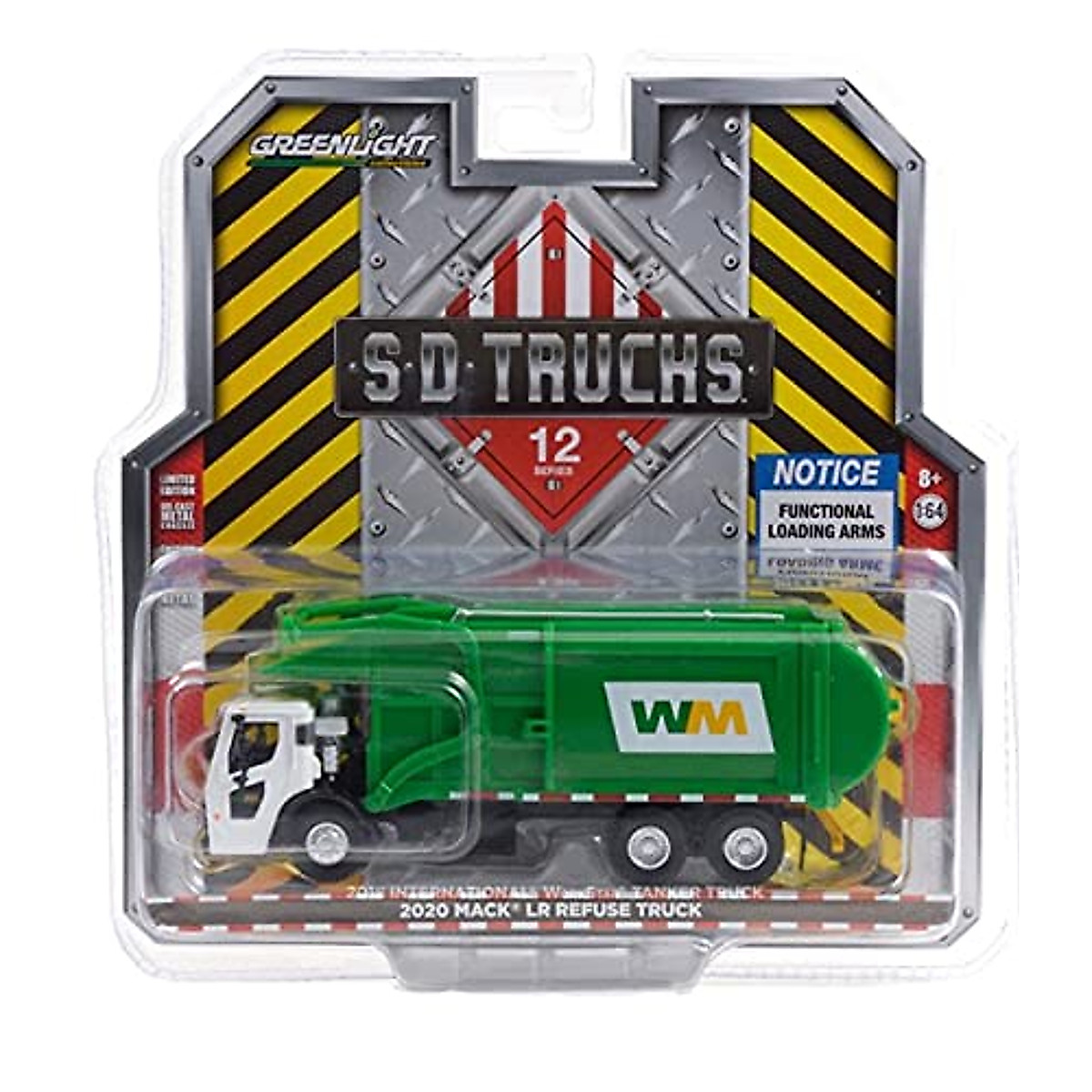 Waste Management 2020 Mack LR Refuse Garbage Truck, White and Green - Greenlight 45120C/48 - 1/64 Scale Diecast Model Toy Car