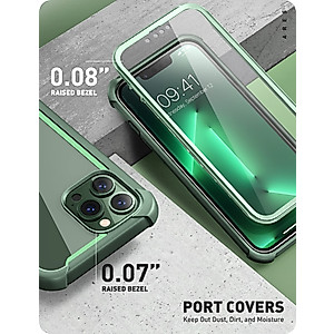 i-Blason Ares for iPhone 13 Pro Max Case 6.7 inch [Built-in Screen Protector] [Military-Grade Protection] Clear Full-Body Shockproof Rugged Bumper Phone Case for iPhone 13 Pro Max (Alpine Green)