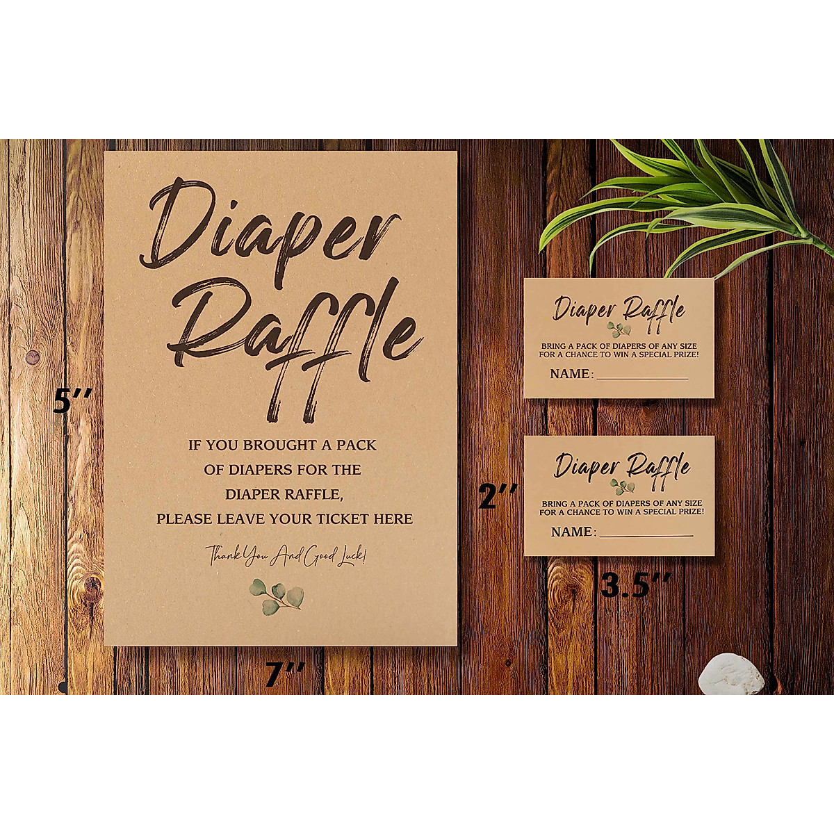 1 Diaper Raffle Kraft Sign & 50 Raffle Kraft Cards Set, Gender Neutral Baby Shower, Baby Showers Decorations, Baby Shower Games/111KF