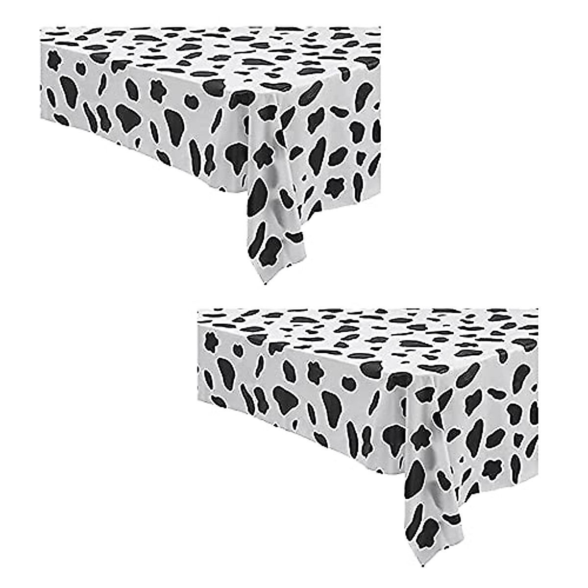 2 Pcs Disposable Black and White Cow Print Plastic Tablecloth, 108 Inch x 54 Inch Ractangle Tablecover, for Party, Dance and Picnic (Black White Cow Print, 2)