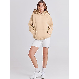 ANRABESS Women Hoodies Oversized Fleece Long Sleeve Comfy Casual Basic Pullover Sweatshirts 2025 Fall Outfits Sweater Dark Apricot Medium