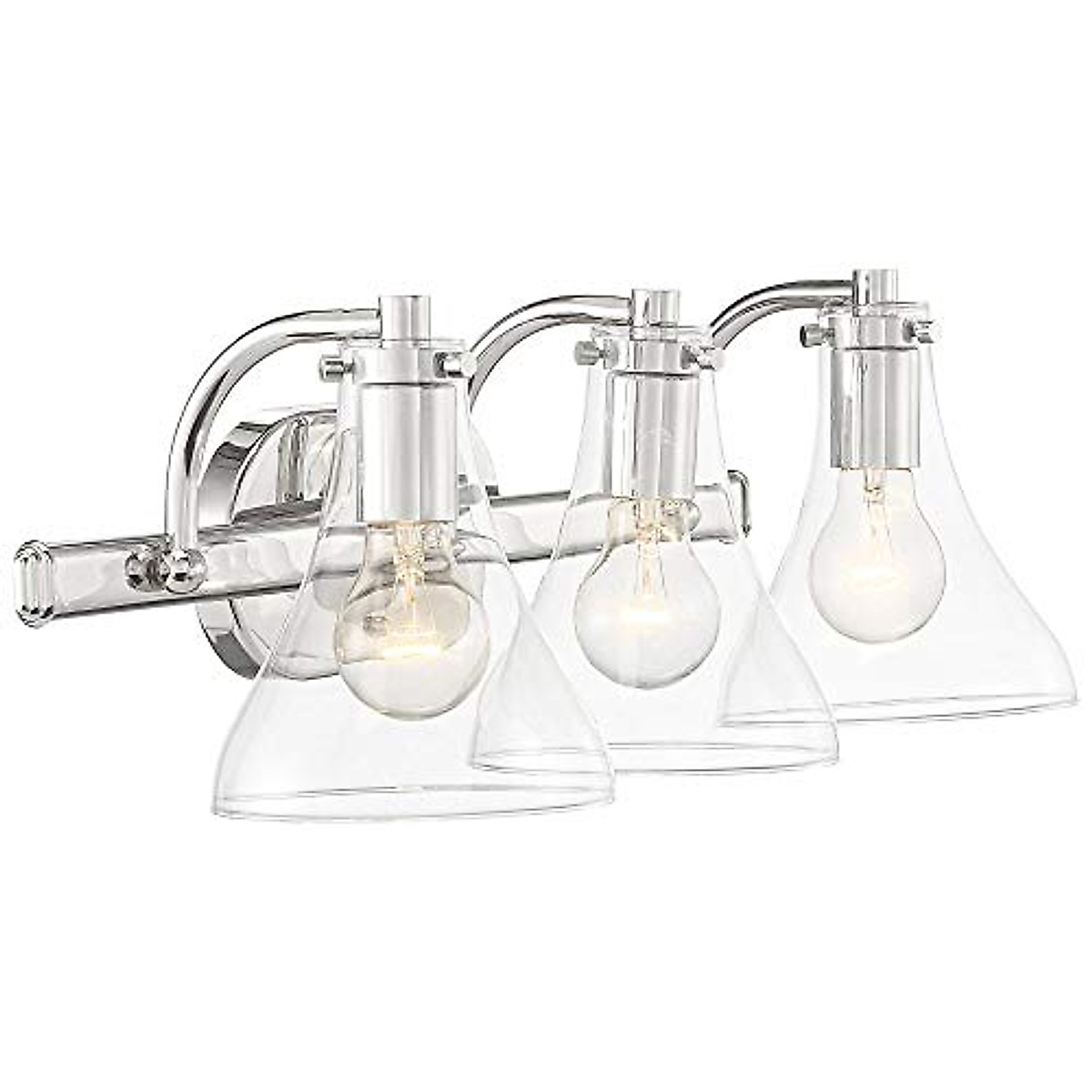 Possini Euro Design Sorren Industrial Modern Wall Light Polished Chrome Silver Hardwired 20 1/2" 3-Light Fixture Curving Clear Glass Shade for Bedroom Bedside Bathroom Vanity Living Room Hallway