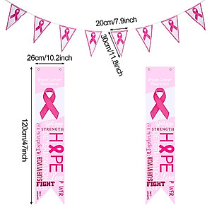 3 Pieces Breast Cancer Banner Breast Cancer Awareness Decorations includes Pink Pennant Banner, 2 Pieces Breast Cancer Awareness Pink Ribbon Banner for Party Event Decoration Supplies