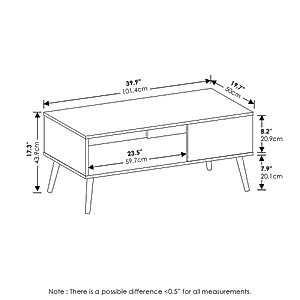 Furinno Claude Mid Century Style Coffee Table with Wood Legs, French Oak Grey Large Non-Lift Top