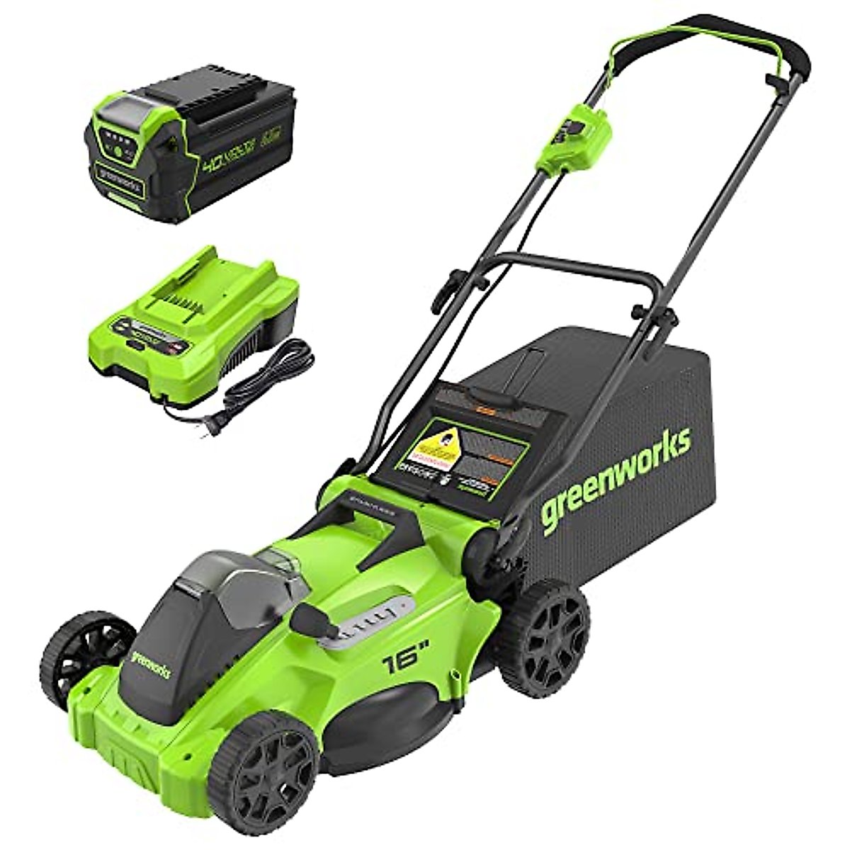 Greenworks 40V 16" TruBrushless™ Cordless Lawn Mower (Push Button Start / Up To 45 Minutes Runtime), 4.0Ah Battery and Charger Included