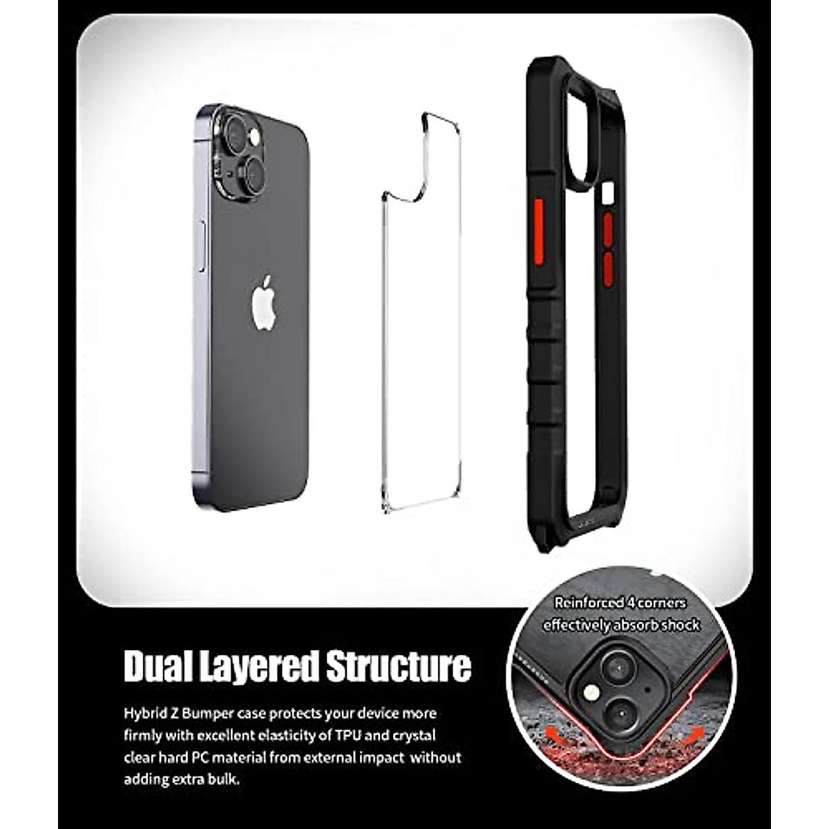 GOOSPERY Z Bumper Crossbody Compatible with iPhone 14 Case [Strap Included] Shock Absorbing Dual Layer Structure TPU Edge Crystal Clear PC Cover with Shoulder Strap Outdoor Design, Clear