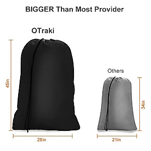 2 Pack Heavy Duty Large Laundry Bag 28 x 45 inch Extra Hamper Bag Dirty Laundry Bags Clothes Organizer Drawstring Cloth Laundry Bag Travel Laundry Bag for Camp Home College Dorm Black