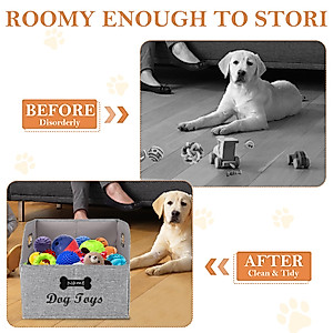 Geyecete Big Dog Toys Storage Bins Canvas Foldable Fabric Trapezoid with metal handles pet Baskets,Can be Personalized,Storage Bin Large toy box Organizer-Snow Gray