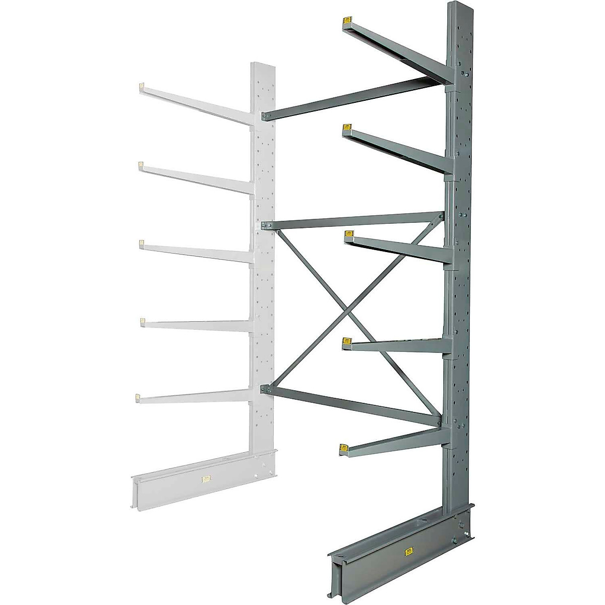 Global Industrial Single Sided Heavy Duty Cantilever Add-On Rack, 2" Lip, 72"Wx46"Dx120"H