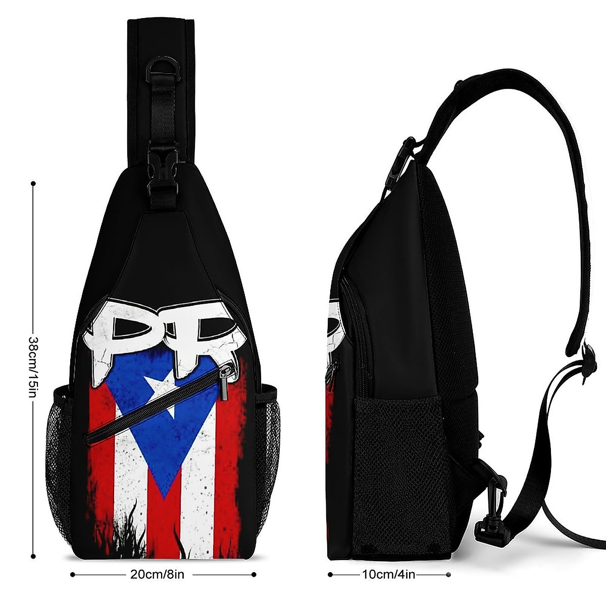 Sling Bag for Men - Puerto Rico Pr Flag Chest Bag Crossbody Backpack for Women Sports Travel Hiking Daypack