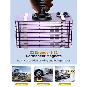 Jsk 2023 Compatible for Magsafe Car Mount, [0 Damage to Vent & 10 × Stable], Magnetic Phone Mount for Car Holder, 360° Rotation & Hands Free, for iPhone 14 13 12 Pro Plus Max Mini & All Phone