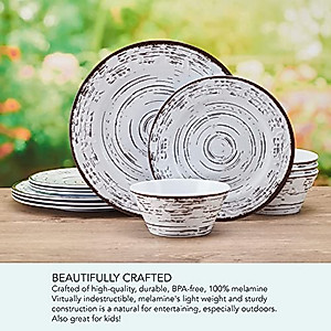 Pfaltzgraff Trellis 12 Piece Outdoor Melamine Dinnerware Set, Mulitcolored, Service for 4