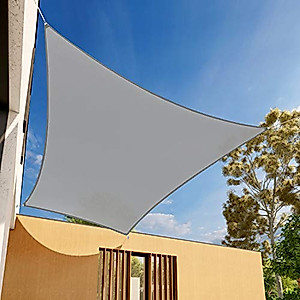 E&K Sunrise 12' x 14' Light Grey Rectangle Sun Shade Sail Outdoor Shade Cloth UV Block Fabric,Curve Edge-Customized