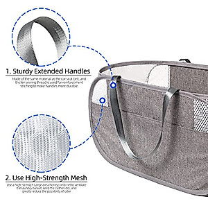 Tengou 62L Collapsible Laundry Basket, Reinforced Handles & One Shoulder Crossbody, Easy to Go Up and Down Stairs breathable mesh Large Laundry Hamper for Clothes