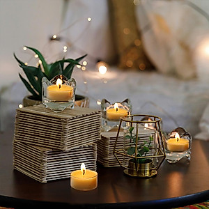 48 Packs Beeswax Tealight Candles, 100% Pure Beeswax Candles | 4-Hour Extended Burn Time | Natural Beeswax Tea Lights Candles in Clear Cup, Perfect for Home Deco,Air Purification,Fragrance