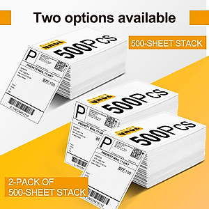 4x6 Thermal Labels, 500Pcs Shipping Labels for Printer, QNCZ Fanfold Commercial Grade Direct Thermal Printer Paper for Rollo Label Printer and Zebra