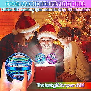 M&HONG 2 Pack Flying Orb Ball for Kids Adults, Hand Controlled Boomerang Ball, Soaring Flying Spinner Mini Drone, Hover Flying Ball Toy with LED Lights, Drone Ball Endless Tricks Gifts for Boys Girls