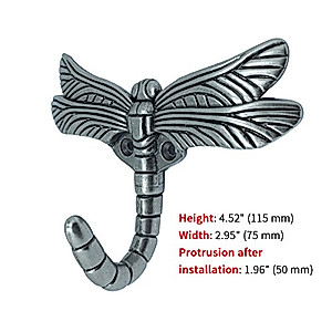 Decorative Dragonfly Hooks - Dragonfly Coat Towel Robe Bathroom Wall Animal Hooks Outdoor(Pack of 4)