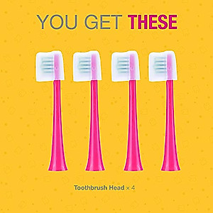 4-Pack Replacement Toothbrush Heads for Sonic V200 Rechargeable Kids Electric Toothbrushes, 7X More Plaque Removal, End-Rounded Soft Bristles, Comfortable & Efficient Clean Teeth, Perfect for Kids