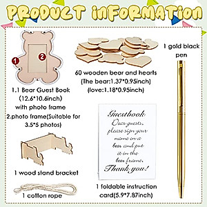 Bear Baby Shower Guest Book Alternative with Photo Frame Decorations We Can Bearly Wait Baby Shower Sign in Guest Book Girl 1st Birthday Party Bear Gender Reveal Shower (Brown, 12.6 x 10.6 Inch)