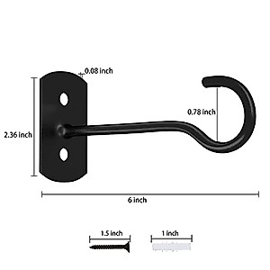 ASZUNE Plant Hook 6inch,Plant Hanger Shepherds Plant Bracket for Wall Hanging Wind Chimes Lanterns,Bird Feeder,Flower Basket,Home Decor Indoor & Outdoor 2 Pack Black
