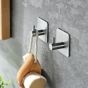 Taozun Towel Bar - 24 Inch Towel Holder with 2 Packs Adhesive Hooks, Hand Towel Rack Stick on Wall, Stainless Steel Bathroom Hardware Accessory Kit