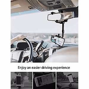 360°Rotatable and Retractable Car Phone Holder, Multifunctional Adjustable Mount, Universal Rearview Mirror Phone Holder for All Mobile Phones