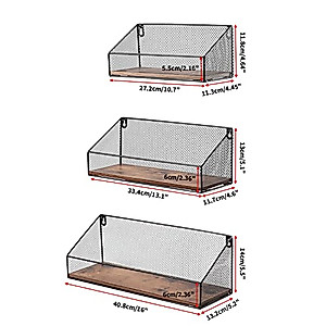 Hoikwo 3 Pack Mesh Wall Floating Shelves, for Bathroom Laundry Room Bedroom Living Room Kitchen and Office