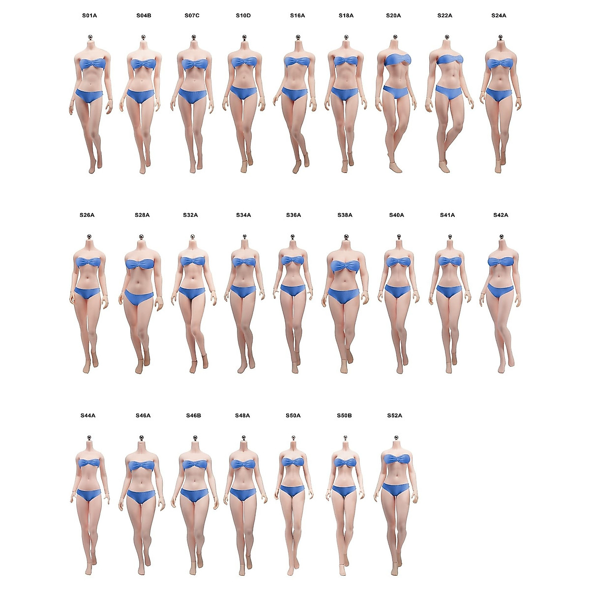 HiPlay TBLeague 1/6 Scale 12 inch Female Super Flexible Seamless Figure Body, Asian Girl Type, Medium Bust Minature Collectible Action Figures (S26A (Pale, 270mm))