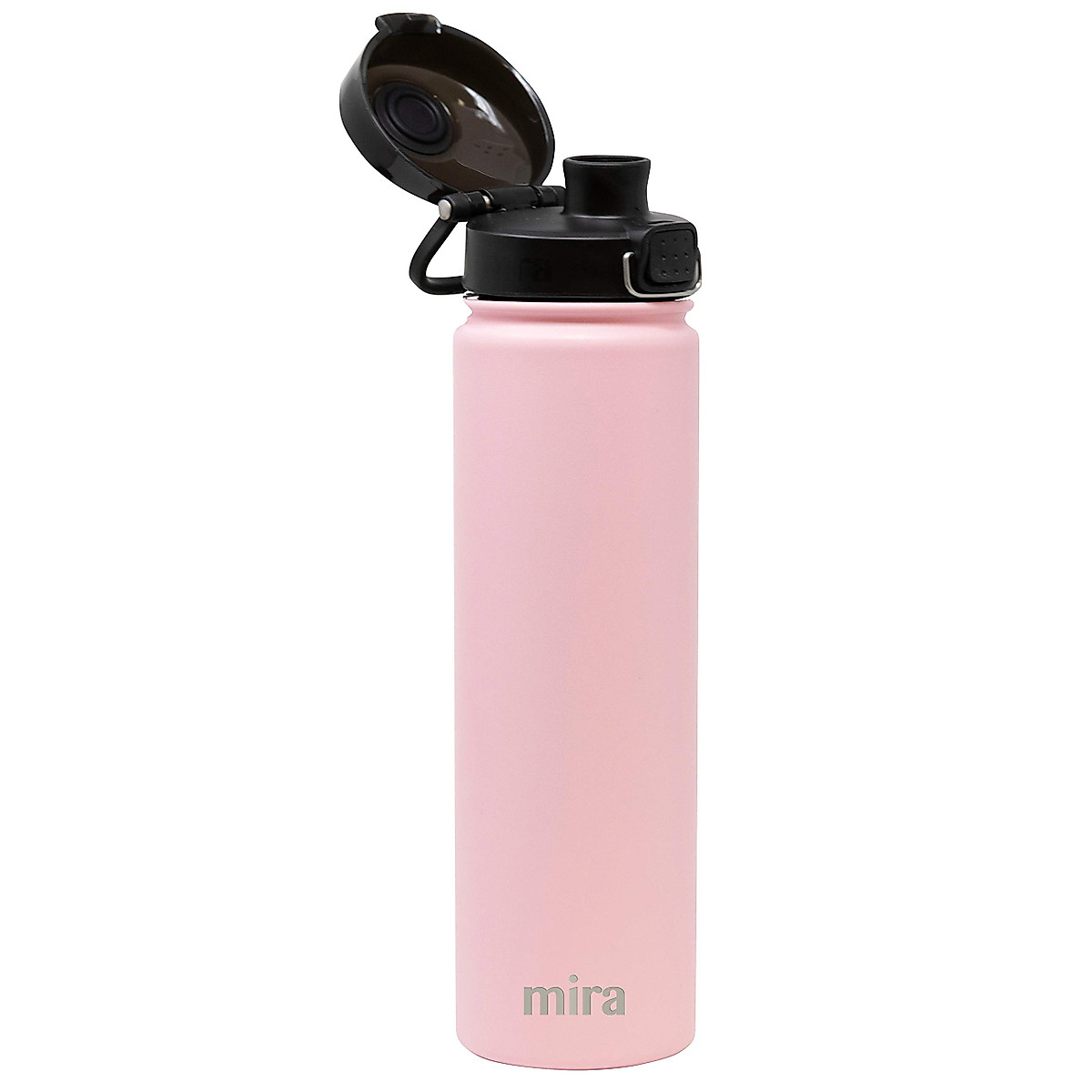 MIRA Stainless Steel Water Bottle - Hydro Vacuum Insulated Metal Thermos Flask Keeps Cold for 24 Hours, Hot for 12 Hours - BPA-Free One Touch Spout Lid Cap - 24 oz (710 ml) Rose Pink