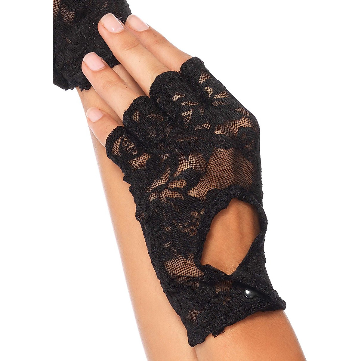 Leg Avenue Women's Keyhole Lace Fingerless Gloves Costume Accessories, Black, One Size US