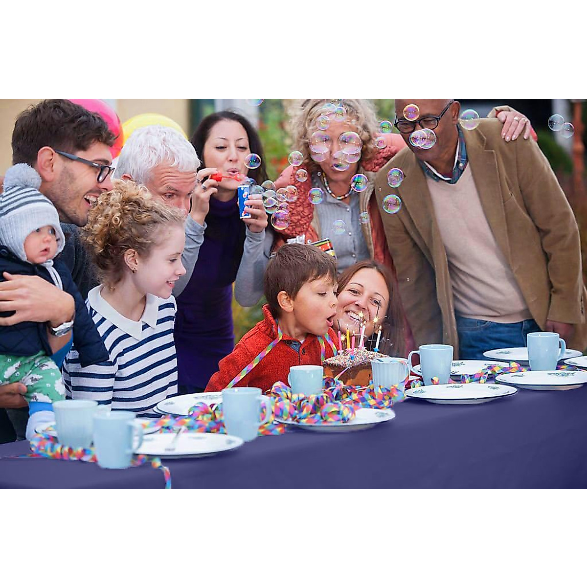 Exquisite 54 Inch X 100 Feet Navy Plastic Table Cover Roll in A Cut - to - Size Box with Convenient Slide Cutter. Cuts Up to 12 Rectangle 8 Feet Plastic Disposable Tablecloths