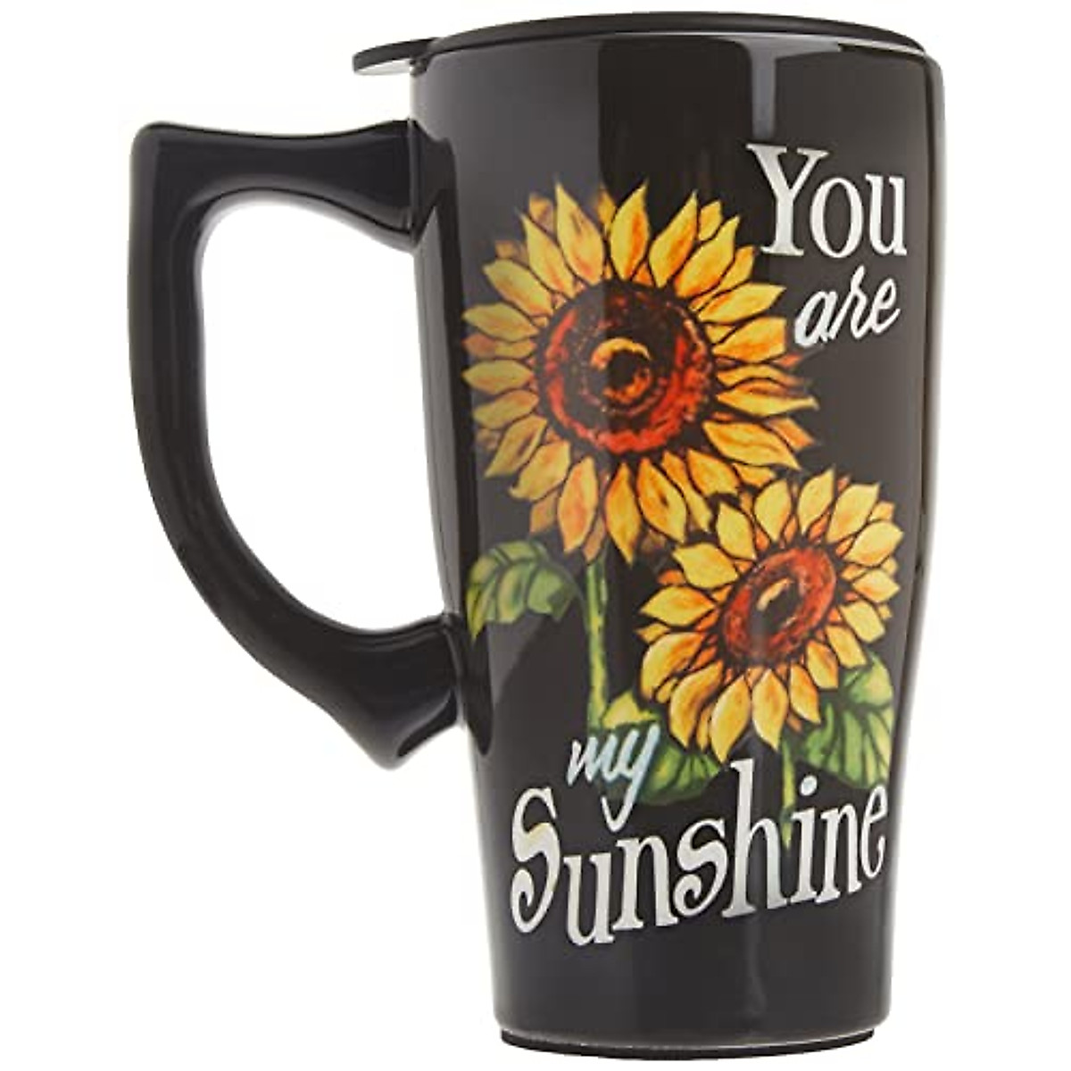 Spoontiques - Ceramic Travel Mugs - You Are My Sunshine Cup - Hot or Cold Beverages - Gift for Coffee Lovers