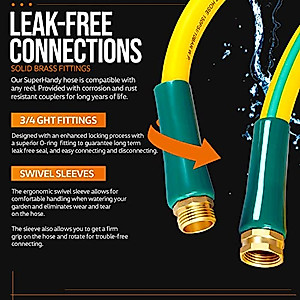 SuperHandy Garden Water Hose 5/8" Inch x 75' Foot Heavy Duty Premium Commercial Ultra Flex Hybrid Polymer Max Pressure 150 PSI/10 BAR with 3/4" GHT Fittings