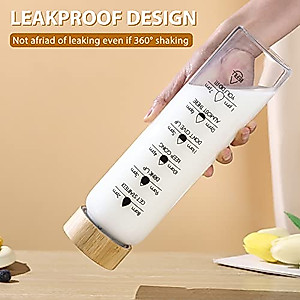 ZDZDZ Large Glass Water Bottle with Bamboo Lid, 33oz Travel Water Bottle with Time Marker and Rmovable Infuser, Glass Tea Infuser Bottle for Tea Milk Coffee Lemonade