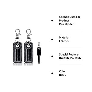 Hetenoyo 2Pcs Portable Pen Holder Leather Lanyard Pen Holder Anti-lost Pen Holder Protector for Neck Lanyard Badge Pen Holder Keychain for Pacpack
